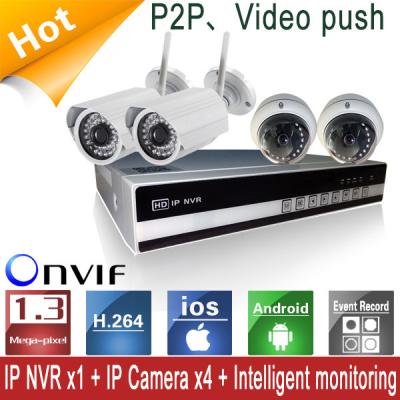 Cina Supporto 1*2TB HDD del corredo del sistema NVR della macchina fotografica del IP di Onvif 4CH 720P 2pcs*Wired+2pcs*WIFI in vendita