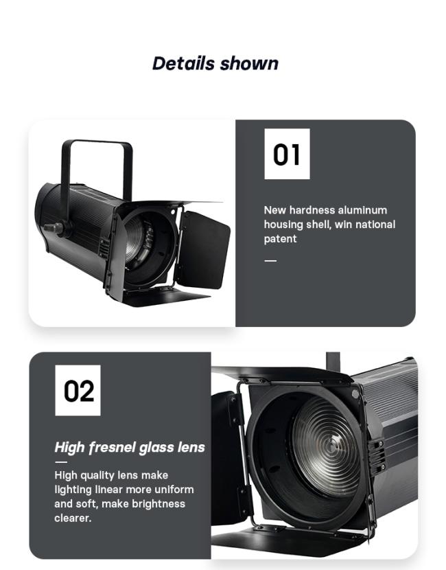 200W zoom fresnel spotlight