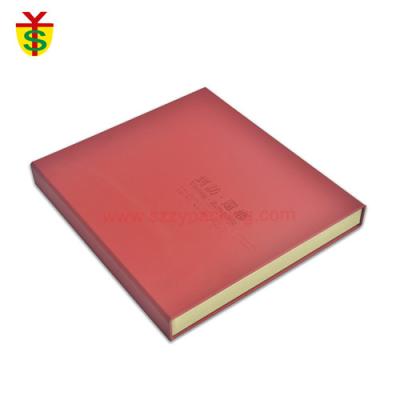 China Handmade Luxury Red Hot Foil Metal Gift Packing Paper Box With Flap Cover for sale