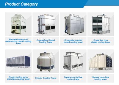 China 100T Open Type FRP Fiberglass Square Water Cooling Tower with Cross Flow Counter Flow Fan Other Cooling Type for sale