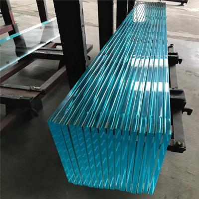 China unbreakable tempered ultra clear glass blue edge suitable for building curtain wall facade front door  aquarium tank  fish tank for sale