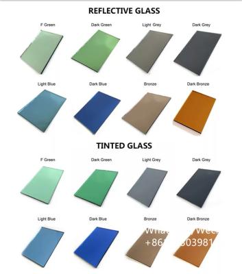 China Warmtereflecterend Grijs Blauw Groen Brons Venster Fabriek Gekleurd Gebouwd Float Glas Te koop