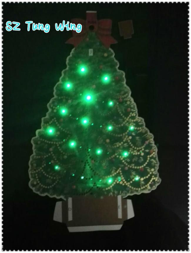 Kerstboom Gestalte gegeven Opvlammende LEIDENE Module, Recordable Stemmodule voor Groetkaarten 0