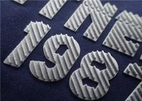 China Raised Twill Flash Silver 3D Silicone Heat Transfer Logo 85x32mm 1.5mm Height for sale