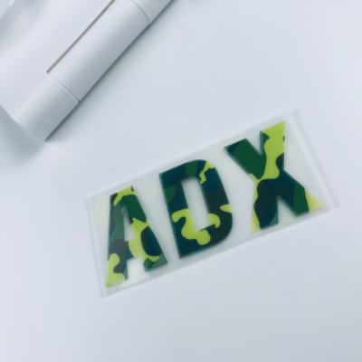 China Camouflage 3D Silicone Heat Transfer Labels With Your Own Logo for sale