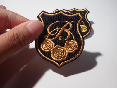 China Eco Unique Style Custom Embroidered Patch Gold Rose Raised Effect for sale