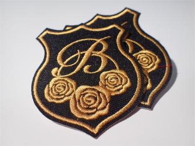 China Eco Unique Style Custom Embroidered Patch Gold Rose Raised Effect for sale