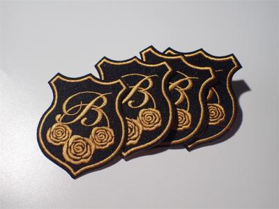 China Eco Unique Style Custom Embroidered Patch Gold Rose Raised Effect for sale