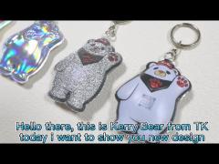 Tela reflexiva de prata feita sob encomenda corrente impressa do Keyring para o presente da promoção