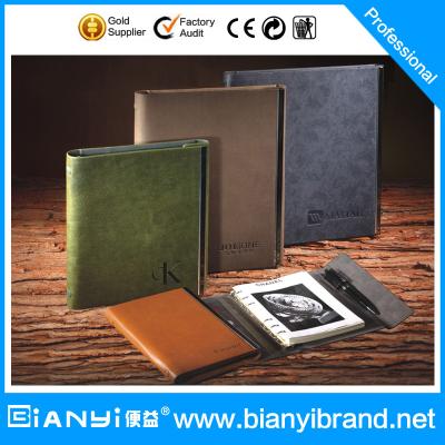 China Loose leaf leather bound executive journal diary notebook with calendar for sale