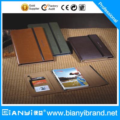 China Custom leather with embossing logo loose leaf notebook for sale