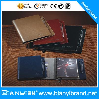 China Leather mini executive loose leaf notebook journal planner diary notebook for sale