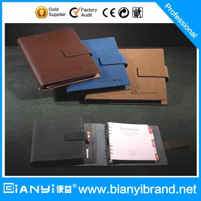 China Luxury elegant hard-face leather loose leaf notepad/notebook with magnetic snap in China for sale