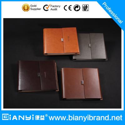 China Leather notebook with pen inside loose leaf leather notebook for sale