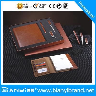 China Set of 4 Recycle Notebook with pen in brown color for sale