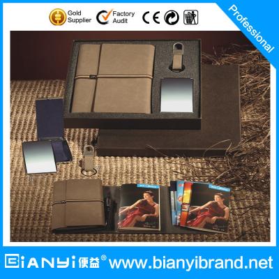 China 3 Folders Notebook with paper filler and elastic strap and matel name card bag for gift for sale
