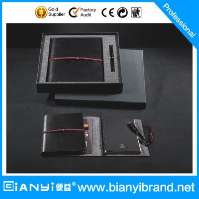 China Schedule notebook with elastic strap and pan in black color for sale