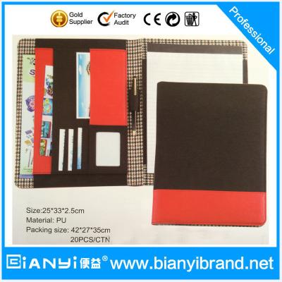 China PU luxury custom padfolio / good quality pu leather zipper compendium folder / logo presen for sale