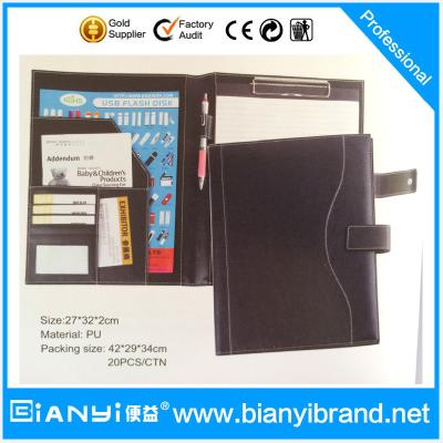 China High quality A4 paper brown and black leather file folder design for sale