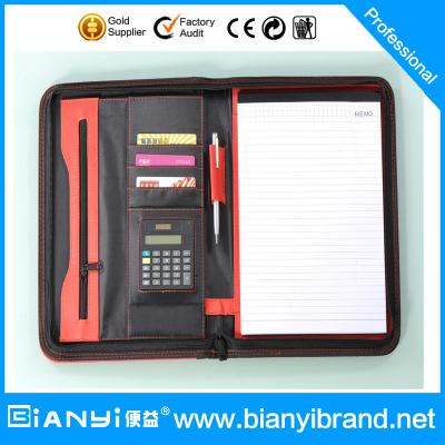 China PU Leather portfolio with handle and zipper,CD pocket for sale