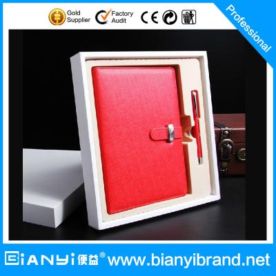 China New Launch notebook gift set with pen stainless steel business card holder in red color for sale