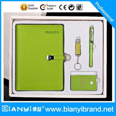 China Contemporary unique lipstick power bank with note book and USB gift set for sale