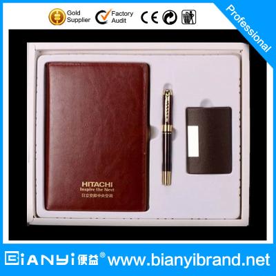China promotion stationery gift sets Business Gift leather notebooks packed in gift box for sale