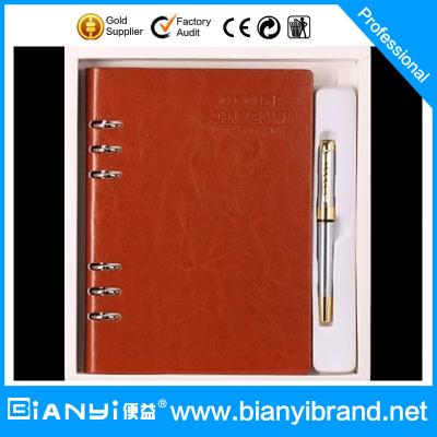 China 2015 high-end custom logo pen and diary gift set with packing gift box for sale