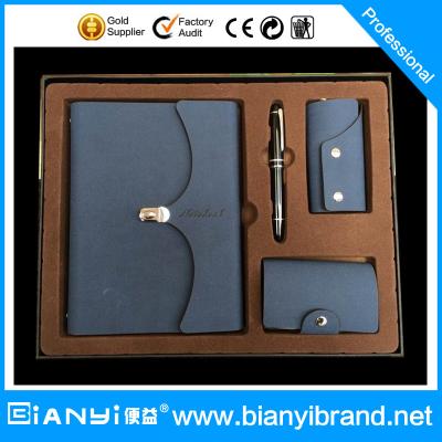 China Customized pu leather notebook, pen, card holders corporate gift set for sale