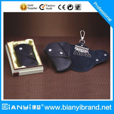 China 2015 Fashion Handmade Leather Car Keychain Key Holder Bag Wallet Cover/Key Hook Zipper Cas for sale