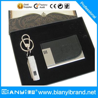China Customized pu leather keychain,card holders corporate gift set with custom logo for sale