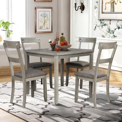 China Custom Family  Table Desk Dining Table With 4 Chairs Field Installation for sale