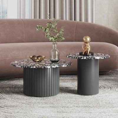 China Círculo de mármore bege da mesa de centro da sala de visitas com base de madeira à venda
