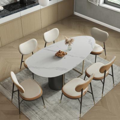 Cina bordi regolari a forma di ellisse di marmo moderno spesso del tavolo da pranzo di 12mm in vendita