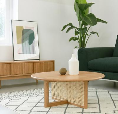 Cina Quercia bianca spessa di legno della tabella di tè del rattan rotondo creativo 20mm in vendita