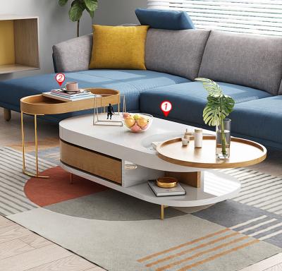 China Witte Marmeren Hoogste Koffietafel Multifunctionele Ovale Marmeren Koffietafel Te koop