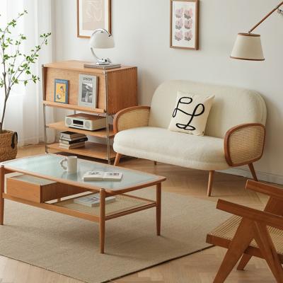 Cina Sedia moderna di legno solida di Sofa Set Cloth Single Leisure del tessuto del rattan in vendita