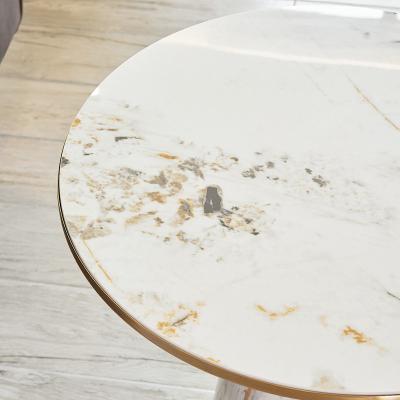 Cina Tavolino da salotto circolare superiore di marmo bianco 50*50 di acciaio inossidabile in vendita