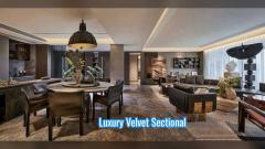 Luxury L Shaped Velvet Sofa Custom Villa Furniture