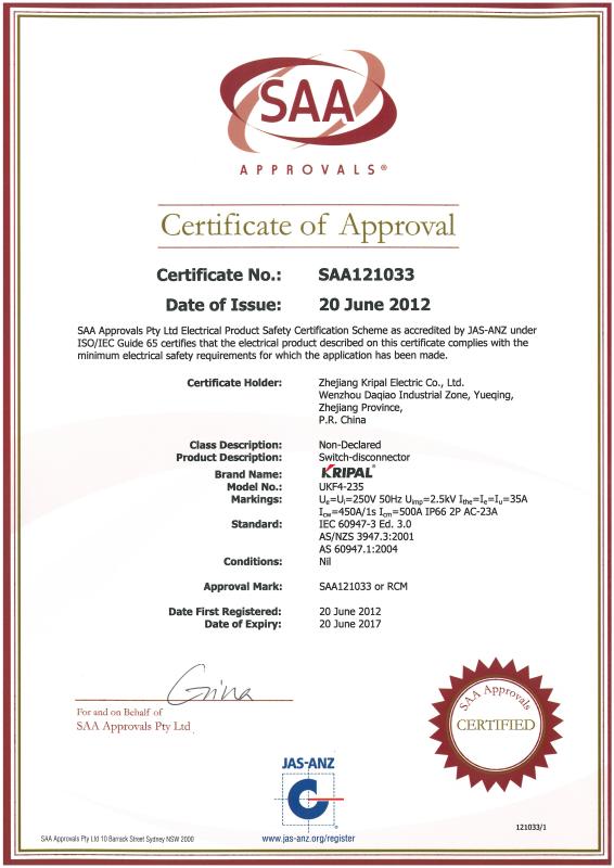 SAA - Zhejiang KRIPAL Electric Co., Ltd.