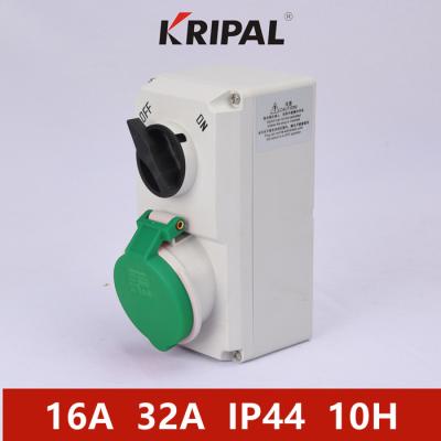 China de Enige Fase Geschakelde Contactdoos van 16A 32A IP44 met Mechanische Koppeling Te koop