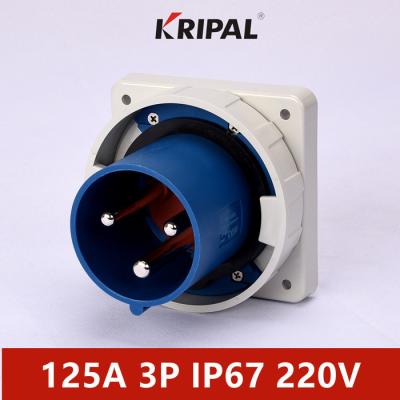 Китай Штепсельная вилка IEC поляка IP67 одиночной фазы 125A 5 водоустойчивой установленная панелью продается