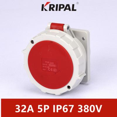 中国 5P 32A IP67のフランジのサイズのパネルは糸ロックが付いているソケットを取付けた 販売のため