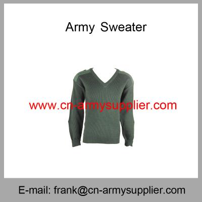 China Wholesale Cheap China Army Green Wool Acrylic Military Police Sweater for sale