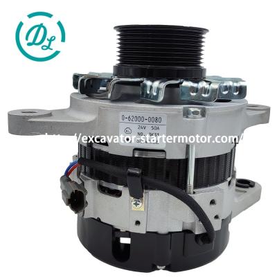 중국 Nikko 24V 50A 굴삭기 알터네이터 OEM 0-62000-0080 714/40523 판매용