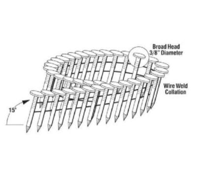 China 15 graus E. G. Wire Soldado 32mm Pneumatic Coil Nail para construção de telhados de aço à venda