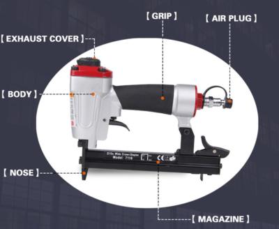 Cina 22 gauge Fine Crown Air Stapler Pneumatic Staple Gun 7116 per applicazioni professionali in vendita