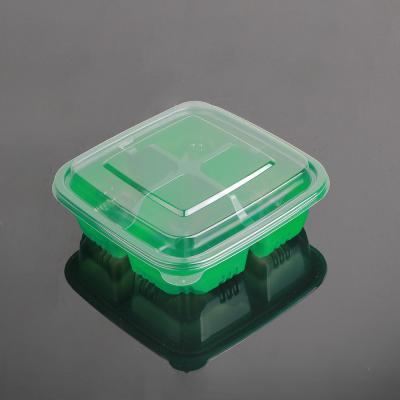 Cina 4 imballaggio di plastica della pasticceria del compartimento 13*13*6.5cm in vendita