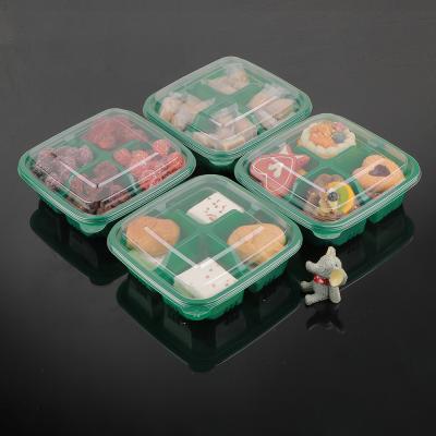Cina 4 imballaggio di plastica della pasticceria del compartimento 13*13*6.5cm in vendita