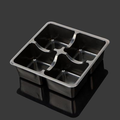 Cina Vassoio di plastica riciclabile nero del dolce del quadrato 12*12*5cm in vendita